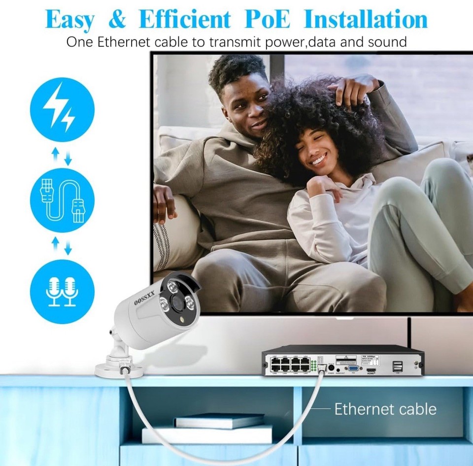 4X60FT Cat5 PoE IP Camera NVR Ethernet Cable Outdoor/Indoor RJ45 Jacks ...