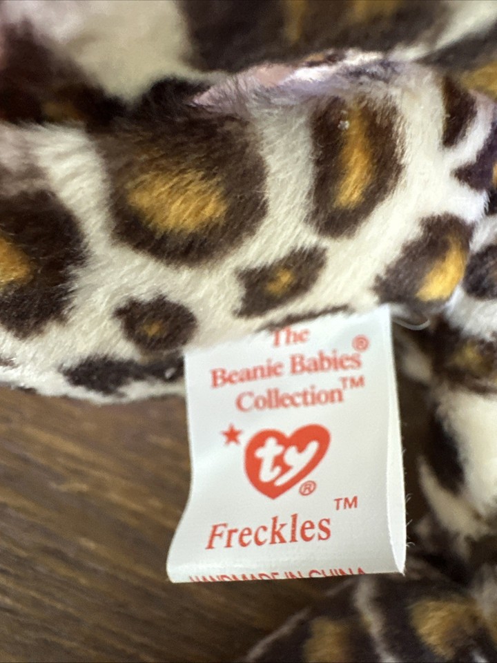 FRECKLES THE LEOPARD 1996 TY BEANIE BABY & 1993 FRECKLES TEENIE BEANIE ...