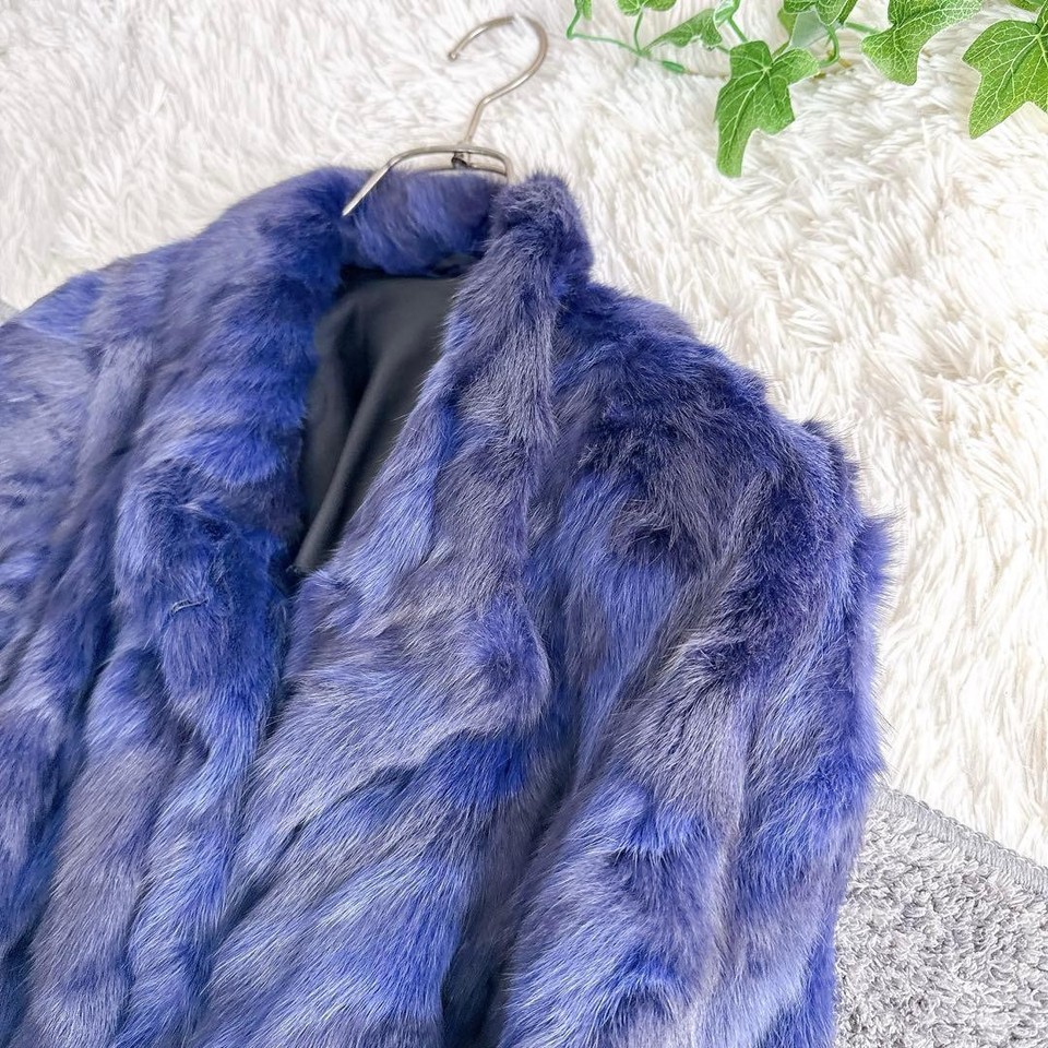 Vintage CELINE Purple Dyed Fur Women's Semi-long Coat L-XL SH18.9" W24 ...