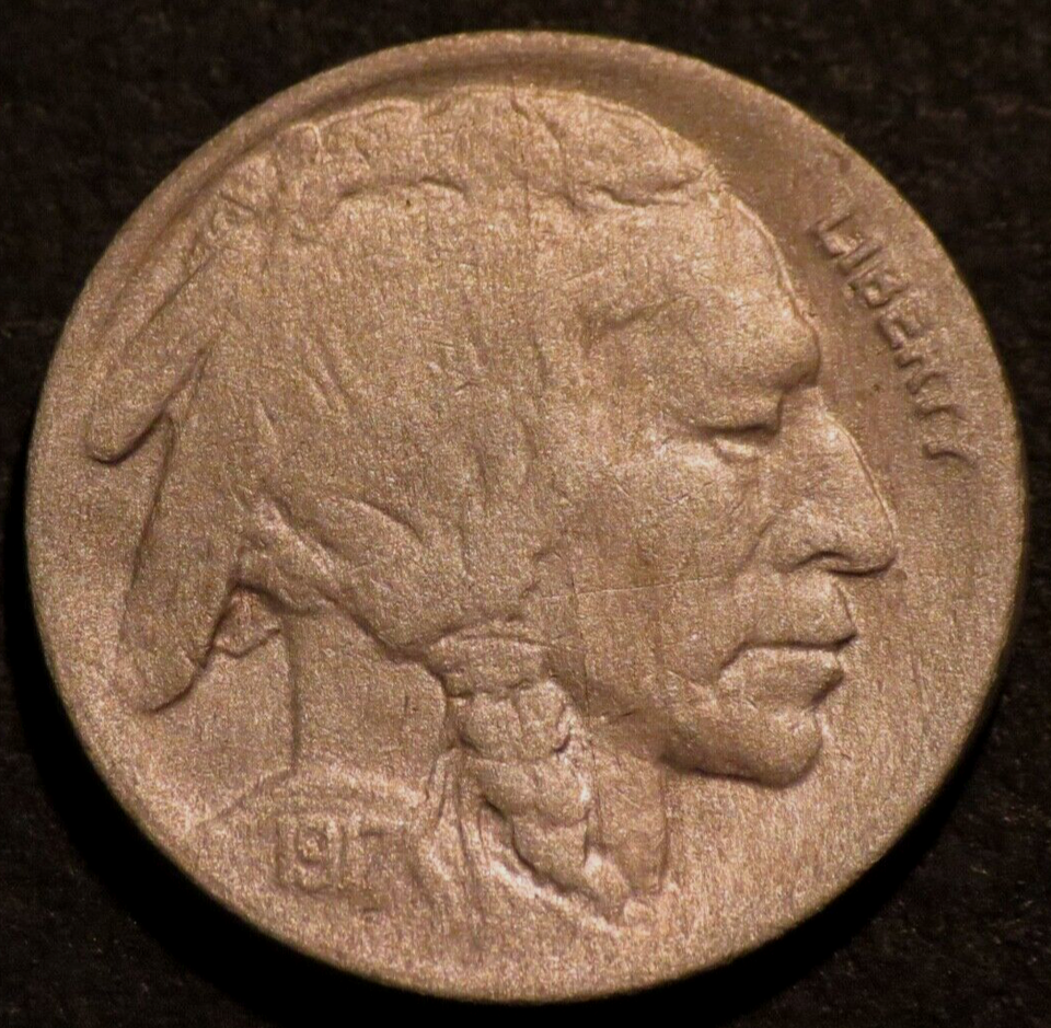 1917 D Buffalo Nickel Semi-Key Date Horn Details Holo-Restored Five 5c ...
