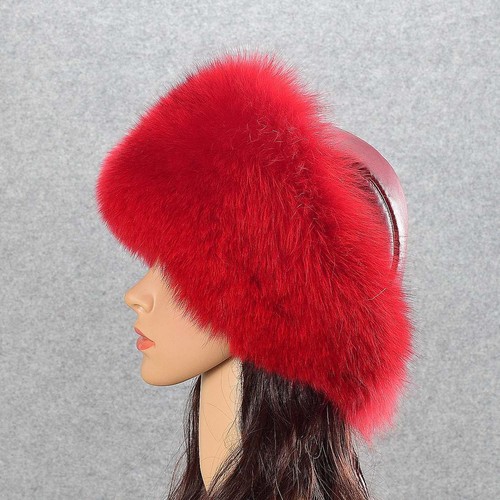 Fox hide Hats Fur Shapka Winter Warm Wind-proof Fluffy Fur Leather Caps ...