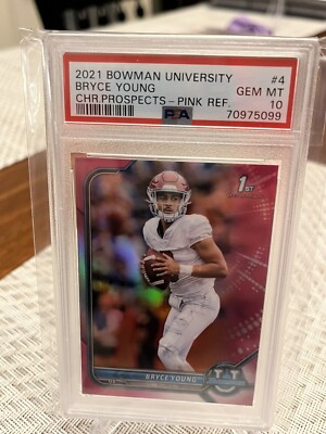 2021 Bowman University Chrome Prospects 4 Bryce Young Pink Refractor ...