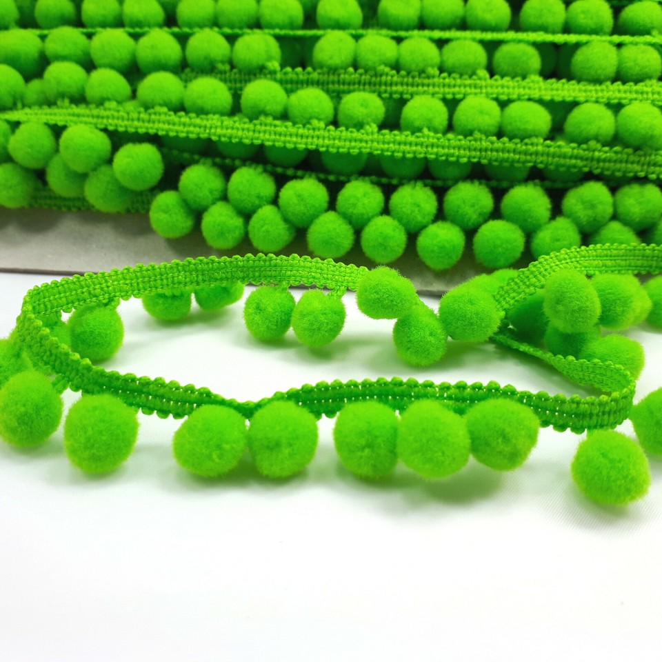 POM POM Trim Quality Pompoms 10mm Bobbles 18mm Total Width Tape Various ...