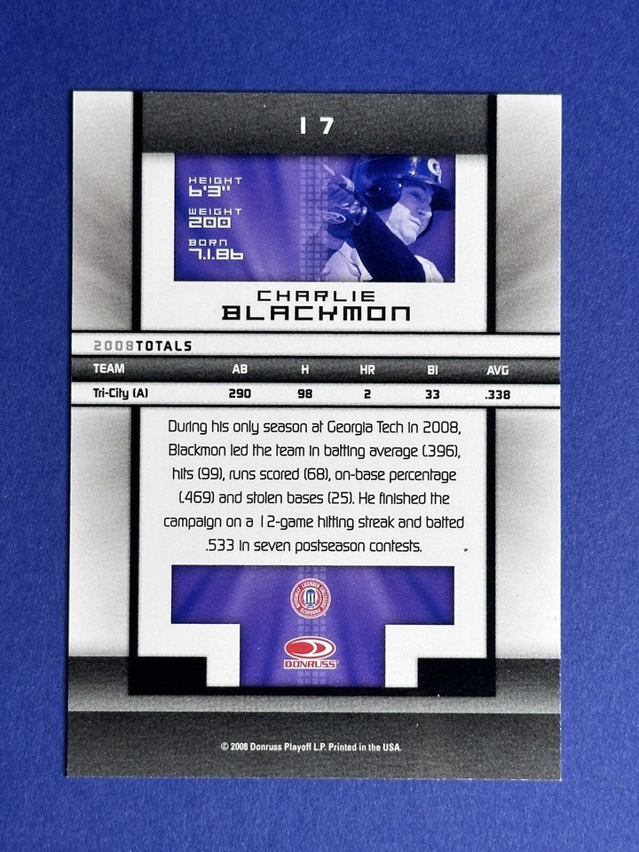 2008 Elite Extra Edition ~ Charlie Blackmon ~ Base Pre Rookie ~ 17 ...