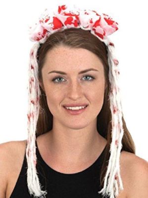 Bloody Bride Veil Headband - Fabric Roses - Costume Accessory - Teen ...