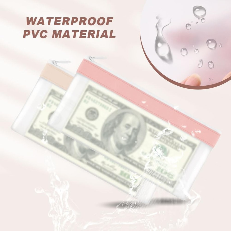 4pcs Money Bags With Zipper, Cash Envelopes Bag 7.9×3.9 Inch, Clear ...