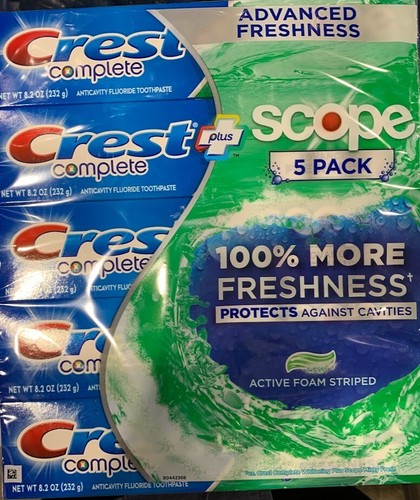 5 Pack Crest Complete Scope Toothpaste 8.2 oz Free Shipping Good ...