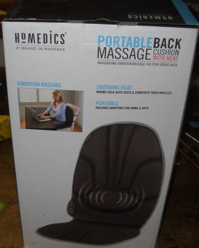 BLACK HOMEDICS PORTABLE BACK MASSAGE CUSHION WITH HEAT NEW IN BOX! | eBay