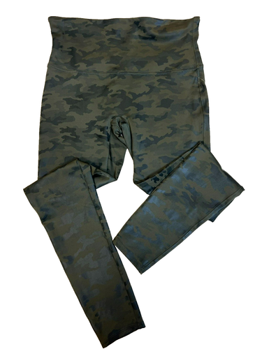 Spanx Ankle Legging Green Camo Wide Stretch Waist Band Tummy Control ...