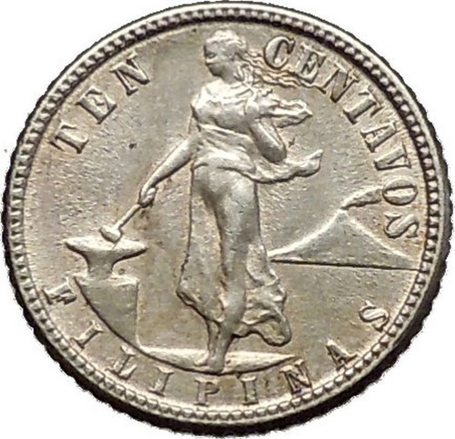 1944 D PHILIPPINES Ten Centavos United States of America Admn Silver ...