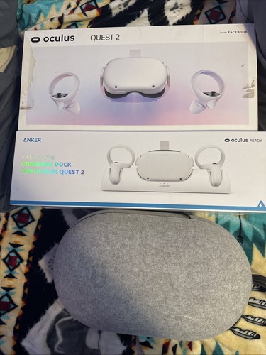Meta Oculus Quest 2 128GB VR Headset w/ Carrying Case And Anker Charging Station | eBay