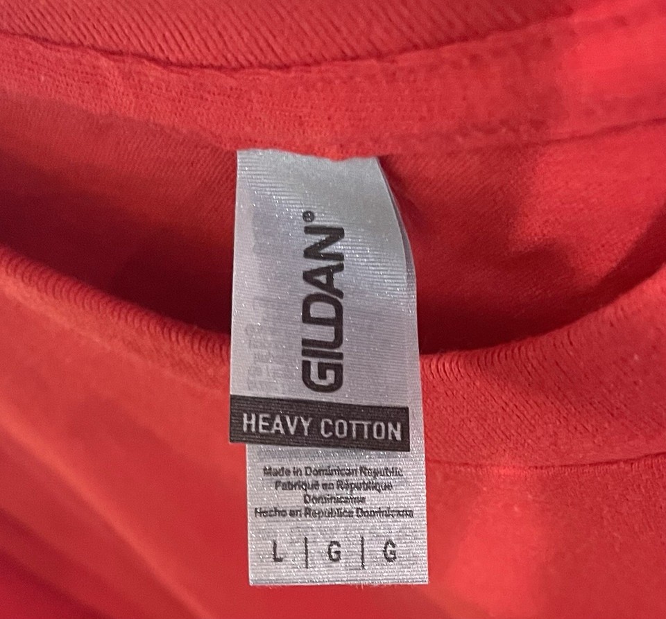 Men's Gildan Heavy Cotton Short Sleeve Crew Neck Plain Red L Large ...