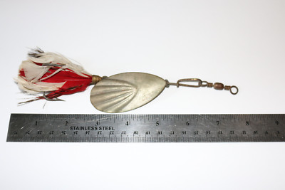 Vintage PFLUEGER BULLDOG No. 8 fluted bait fishing lure 8" long w/red ...