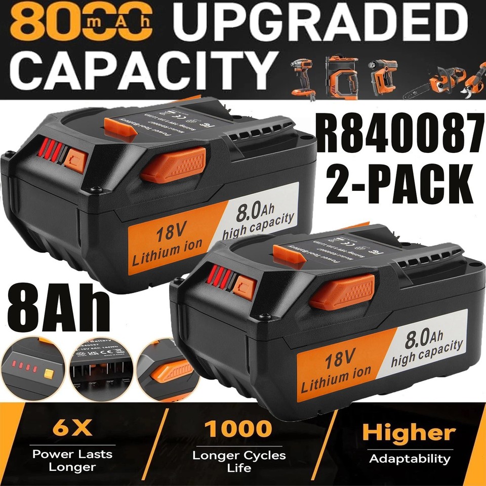 NEW PACK For Ridgid 18V R840085 8.0Ah 6.0Ah Lithium Battery Rigid ...