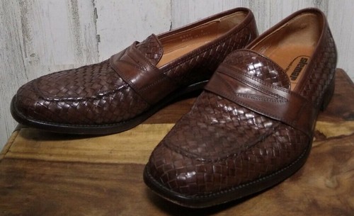 Stemar Brown Woven Leather Loafers Size 9 Made in Italy | eBay