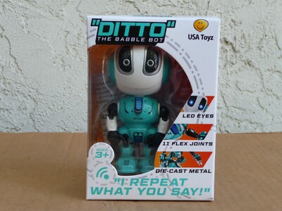 Ditto The Babble Bot Teal USA Toyz LED eyes Die-cast metal Repeats what ...