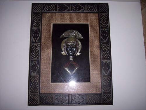 African Tribal Mask Shadow Box Art Tiki Detailed Frame Wall Art 17.5" x ...