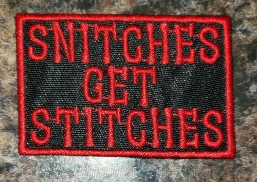 SNITCHES GET STITCHES MOTORCYCLE BIKER EMBROIDERED VEST PATCH IRON ON | eBay