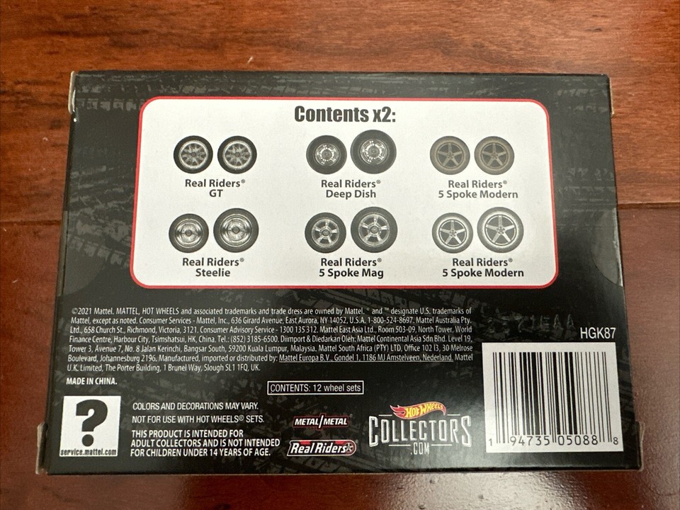 Hot Wheels Collectors RLC Exclusive Real Riders Wheels Pack Set 1 ...