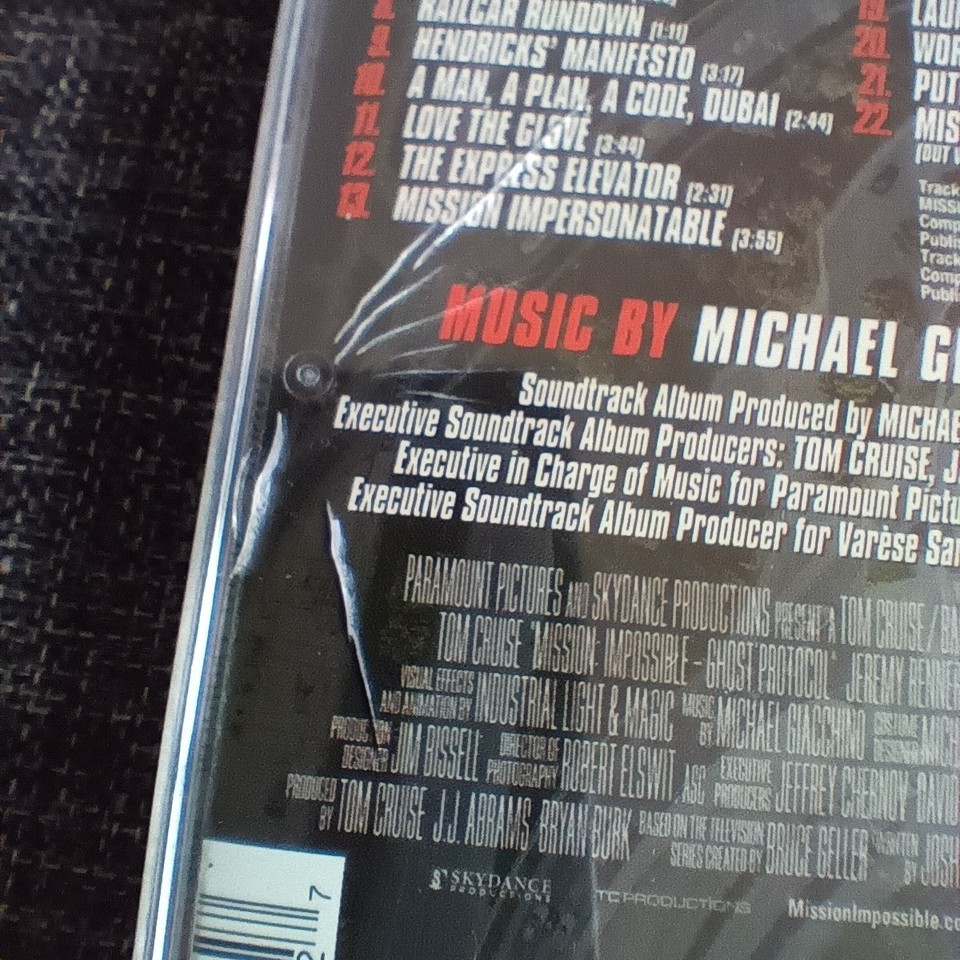 Mission Impossible-Ghost Protocol-Movie Soundtrack CD-Case Cracked-New ...