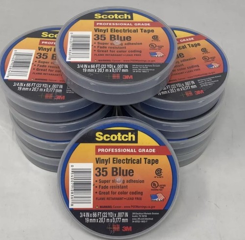 (10) 3M Scotch 35 Vinyl Electrical Tape, BLUE , 3/4"x 66' - 10 Rolls | eBay