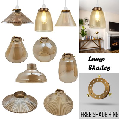 Amber Glass Lampshade Vintage Lampshades Ceiling Light Shade Pendant | eBay