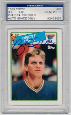 1988-89 Topps #66 Brett Hull signed RC Rookie Card Blues PSA/DNA auto ...
