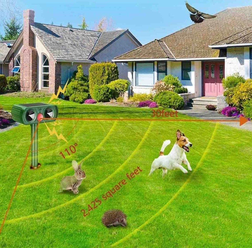 1/2 PK Animal Repeller Ultrasonic Solar Power Outdoor Pest Cat Mice ...