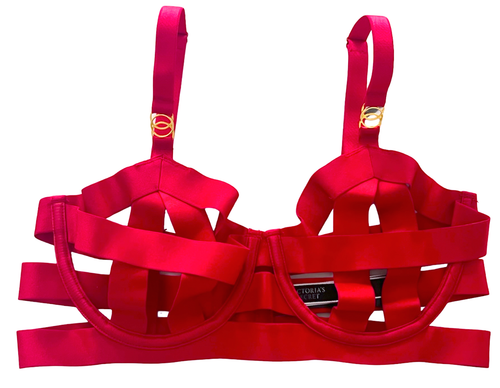 VICTORIA'S SECRET RED UNLINED VERY SEXY STRAPPY OPEN CUP DEMI BRA 34C ...