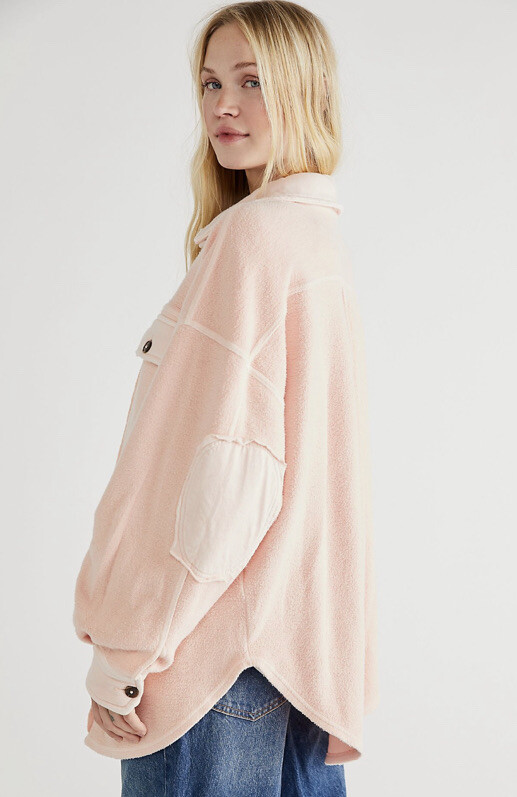 Free People Ruby Shirt Fleece Oversized Buttondown Shacket Jacket M ...