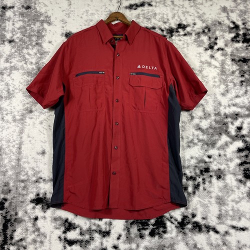Delta Airlines Lands End Ramp Shirt Mens Size Large Red Zip Pockets ...