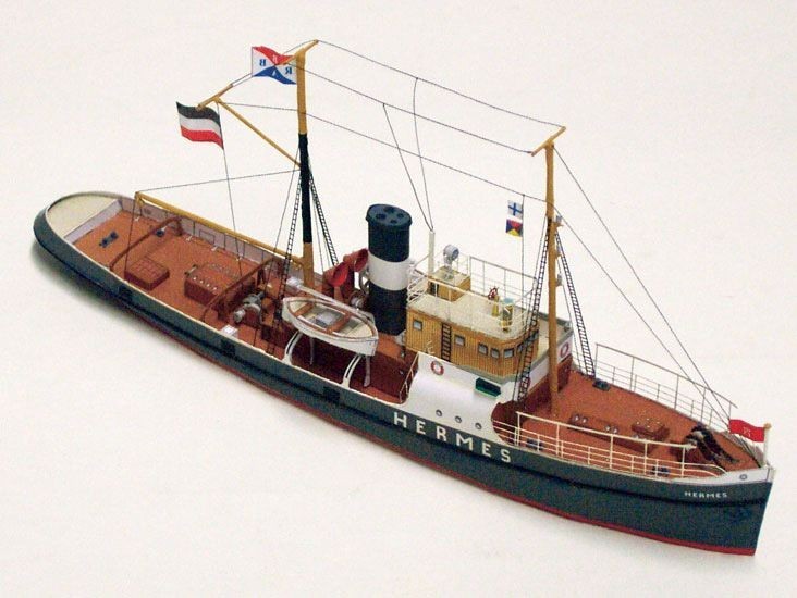 Motor Tugboat Hermes Card Paper Cut Out Model Kit HMV 3312 Scale 1:250 ...