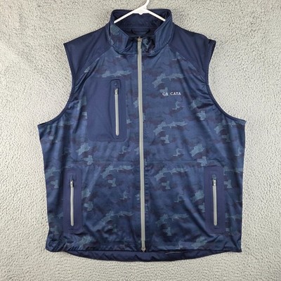 Peter Millar Calgary Shower Vest Mens 2XL Blue Camo Golf Active Full ...
