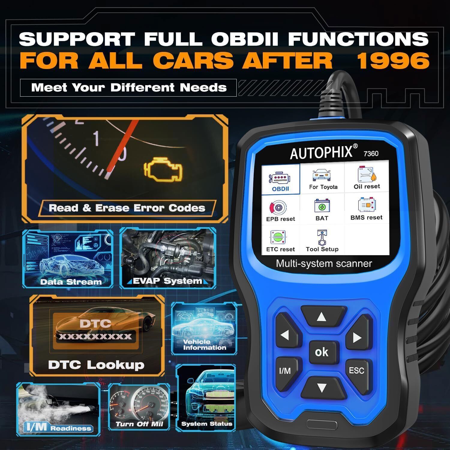 AUTOPHIX 7360 Elite Fit for Toyota Lexus OBD2 Scanner All System Car ...