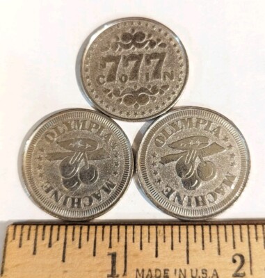 3 Olympia 777 Cherry Japanese Pachislo Amusement Slot Machine Coin ...
