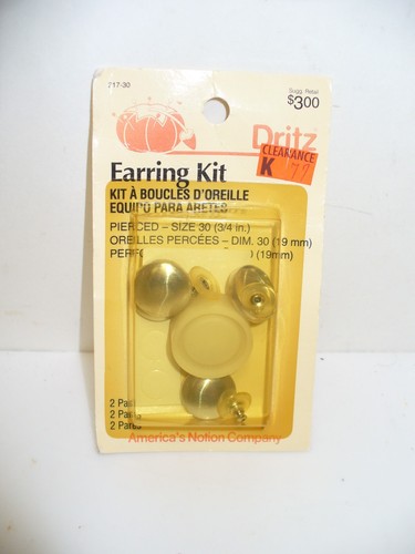 Prym Dritz Earring Kit 217-30 2 Pairs Size 30 3/4 in (19mm) NEW OLD ...