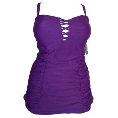 Plus Size Curvy Torrid Gorgeous Purple Lattice Tankini top sz14-30 ...