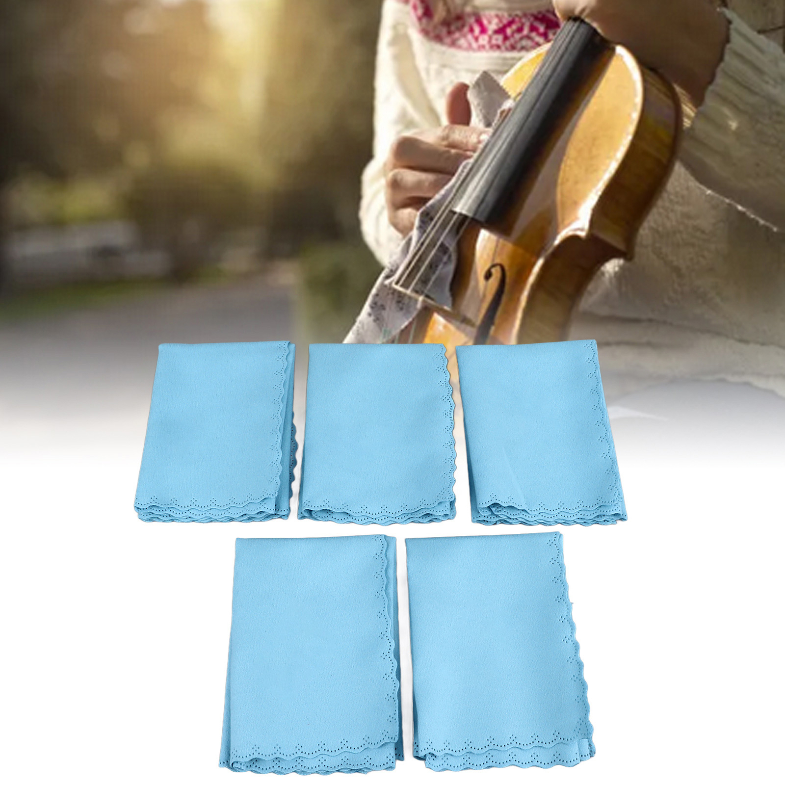 (Sky Blue)5PCS Piano Cleaning Cloth Musical Instruments Polishing ...