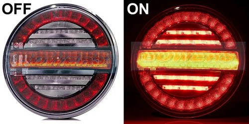 LED REAR ROUND HAMBURGER LAMP LIGHT + PROGRESSIVE DYNAMIC SEQUENTIAL ...