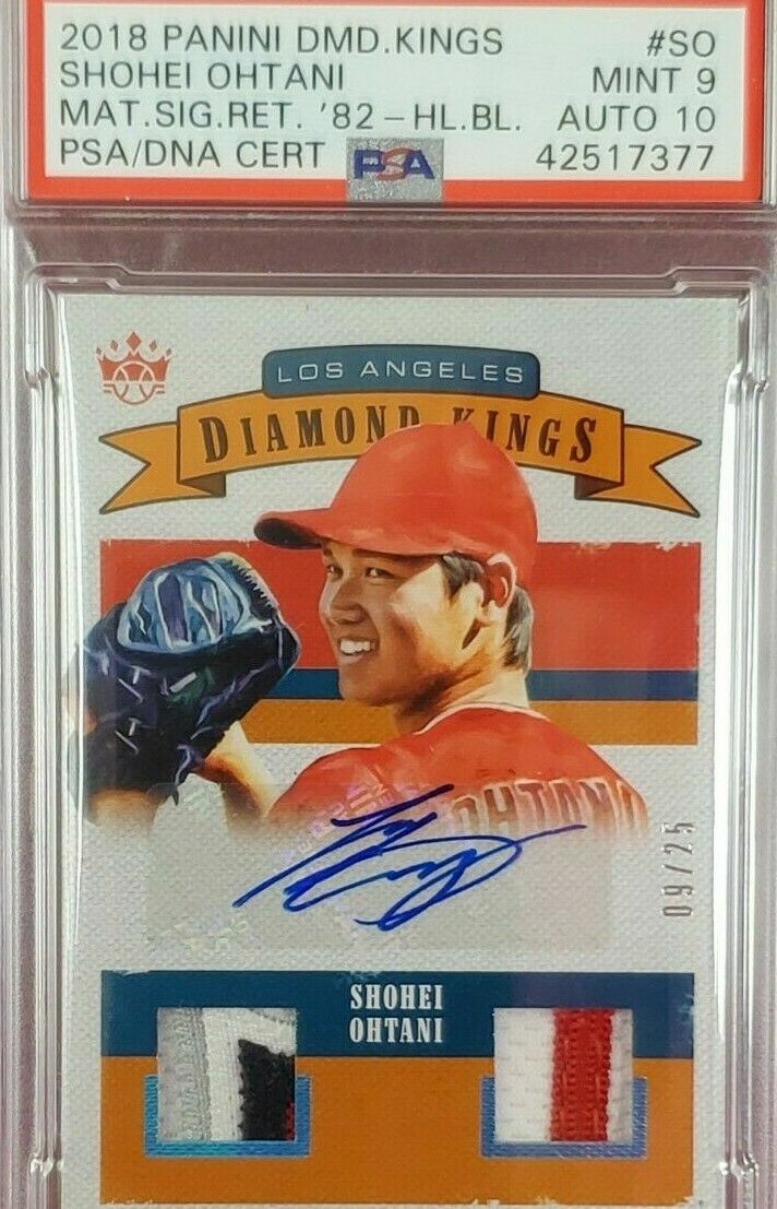 2018 PANINI DMD. KINGS SHOHEI OHTANI- AUTO/DUAL PATCH-PSA 9/10-CARD ...