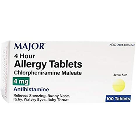 Chlorpheniramine Maleate 4mg ( Chlor-Trimeton ) 100 Tabs( 3pack=300tabs ...