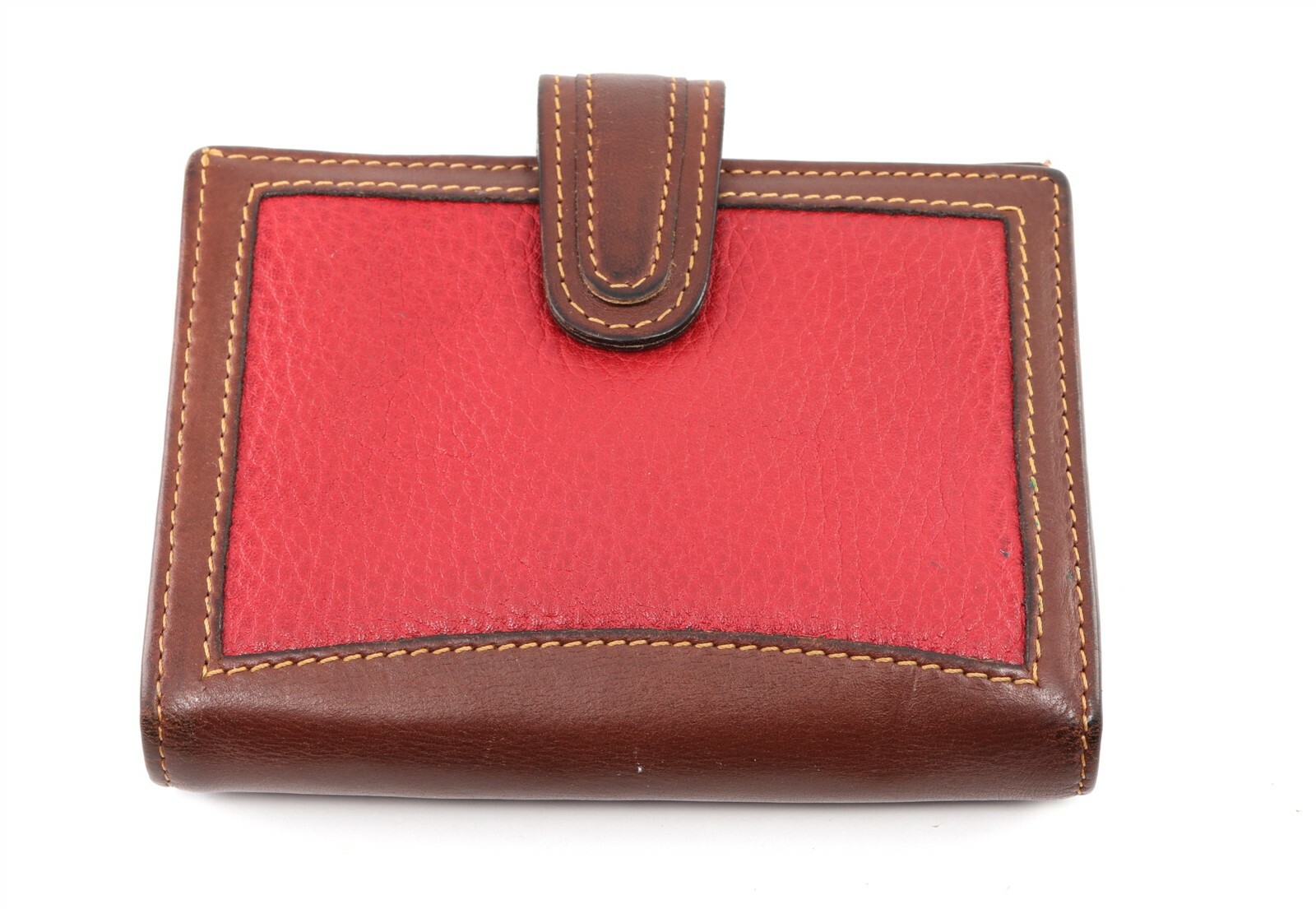 COACH Vintage Brown Red Leather Bifold Medium Wallet - Gem