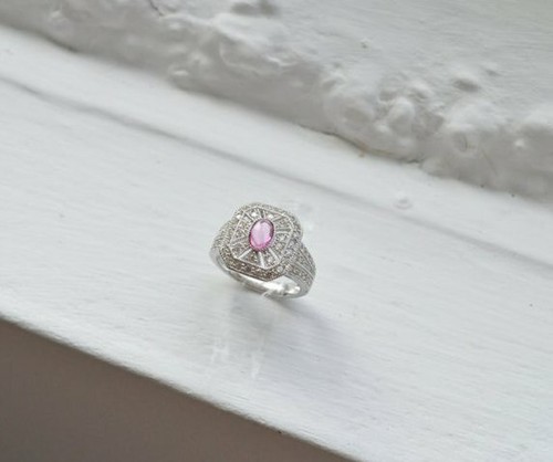 Antique Art Deco 0.95TCW Pink Ruby & CZ Ruby Wedding 935 Silver ...