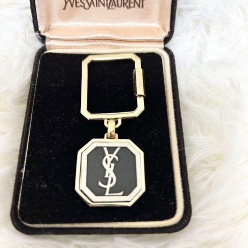 Yves Saint Laurent Keychain Logo Plate Gold Square | eBay