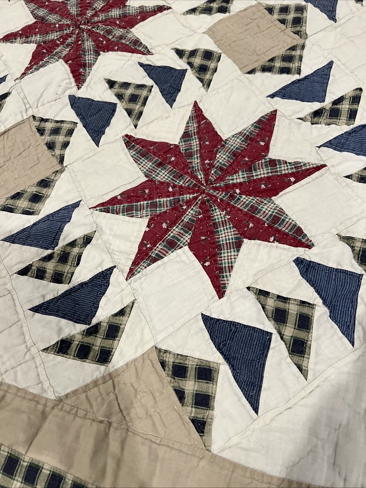 Quilt Queen Size 82’’x83’’ Triangles And Stars Pattern Fall Colors | eBay