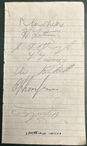 Signed X9 Sheffield United FC 1930s Football Autograph Page Signatures ...