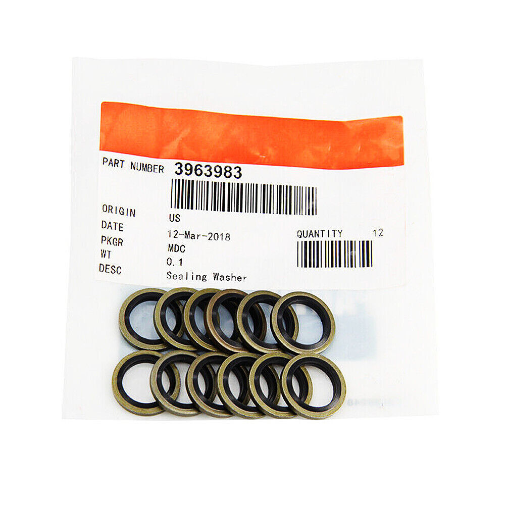 12PCS Cummins 12mm Banjo Bolt Seals Fuel Line Sealing Washer 12V 24V 5. ...