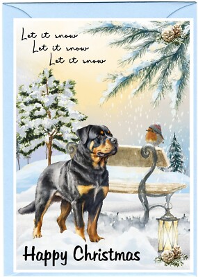 Rottweiler Dog Christmas Card A6 (4" x 6") - Blank inside - by ...