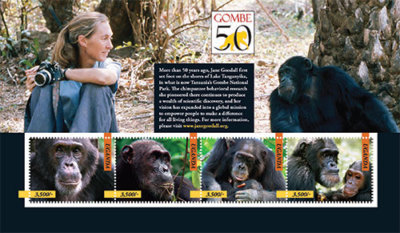 Uganda 2012 - Jane Goodall Gombe - Sheet of 4 Stamps - Scott #1952 ...