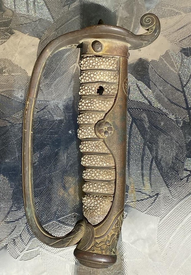 OLD ANTIQUE SWORD JAPANESE NIPPON KYO GUNTO HANDLE ONLY +WOOD SHEATH ...